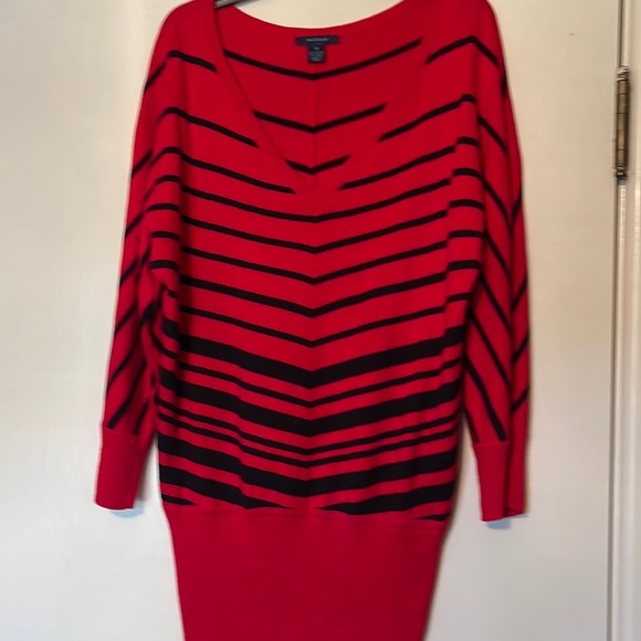 Westbound | Sweaters | Vneck Red And Black Striped Pullover With Tight ...